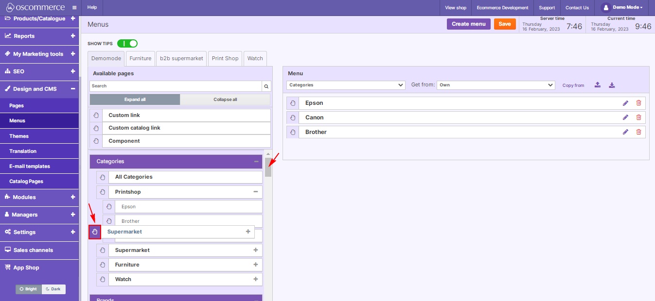 Leading e-commerce and ERP agency UK - Managing Menus