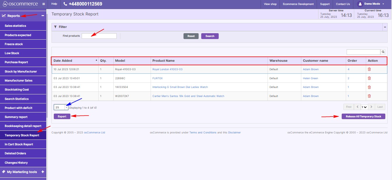 Leading e-commerce and ERP agency UK - Managing Temporary Stock Report
