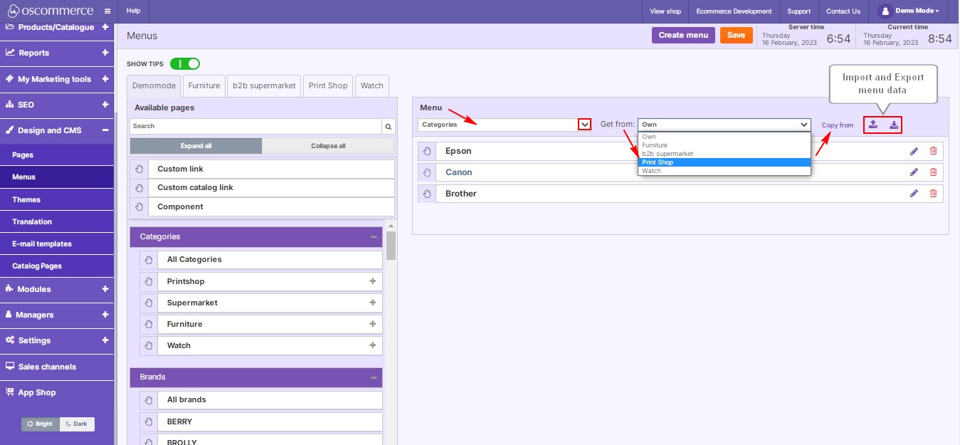 Leading e-commerce and ERP agency UK - Managing Menus