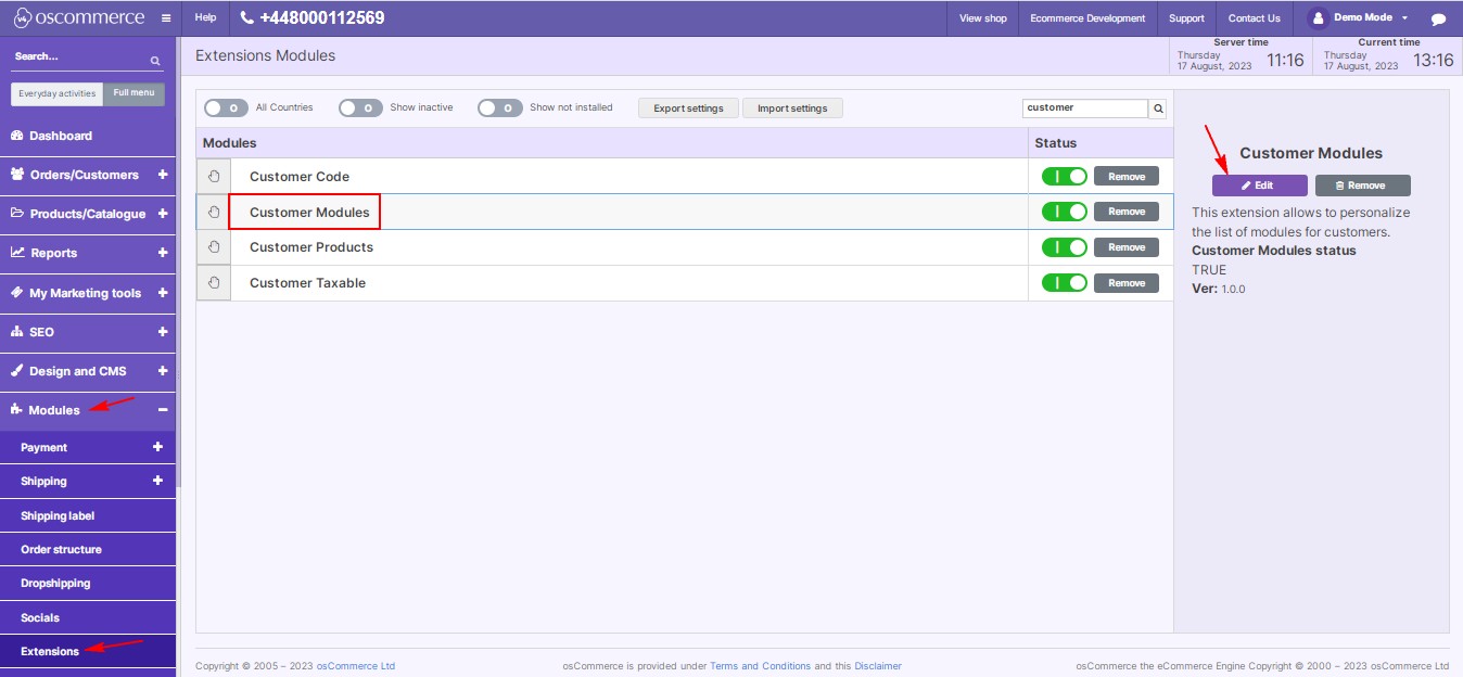 Leading e-commerce and ERP agency UK - Managing Customer Modules Module
