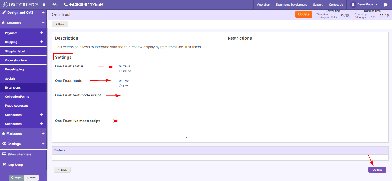 Leading e-commerce and ERP agency UK - Managing One Trust Module