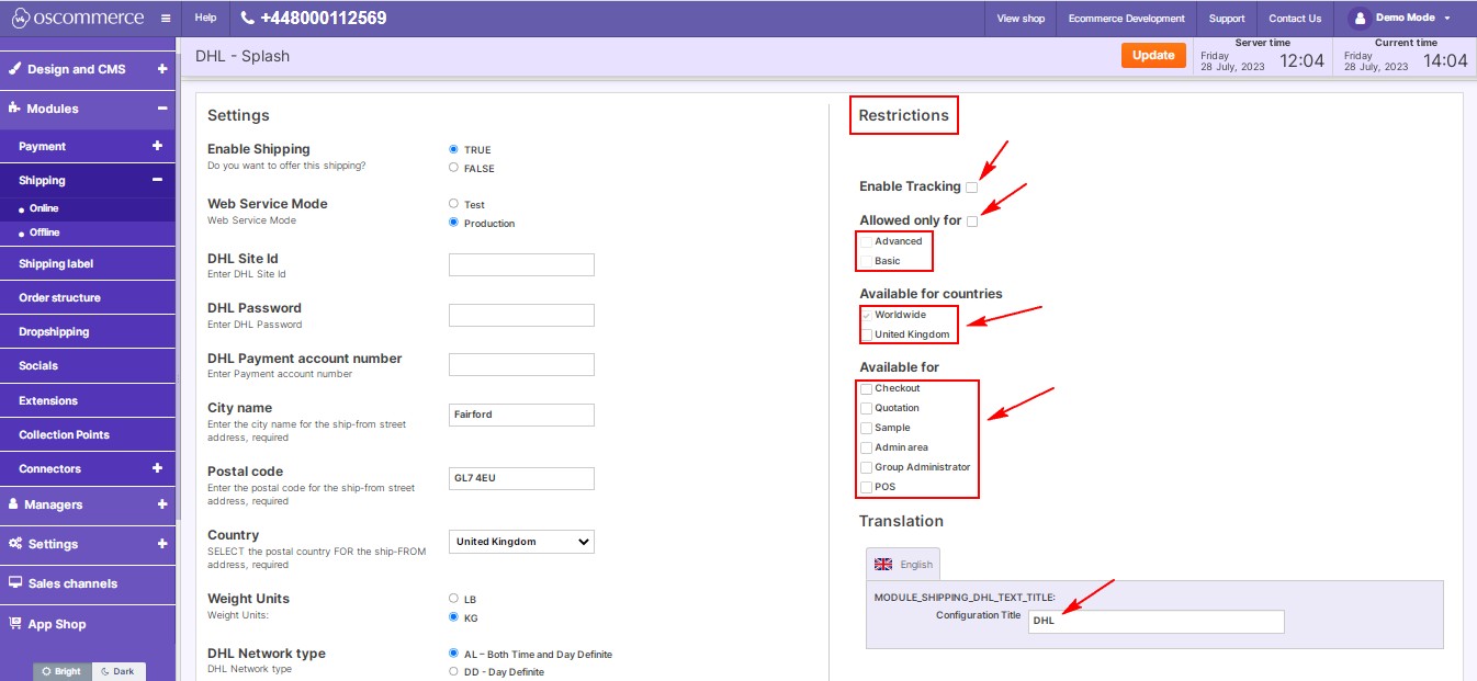 Leading e-commerce and ERP agency UK - Managing DHL Shipping