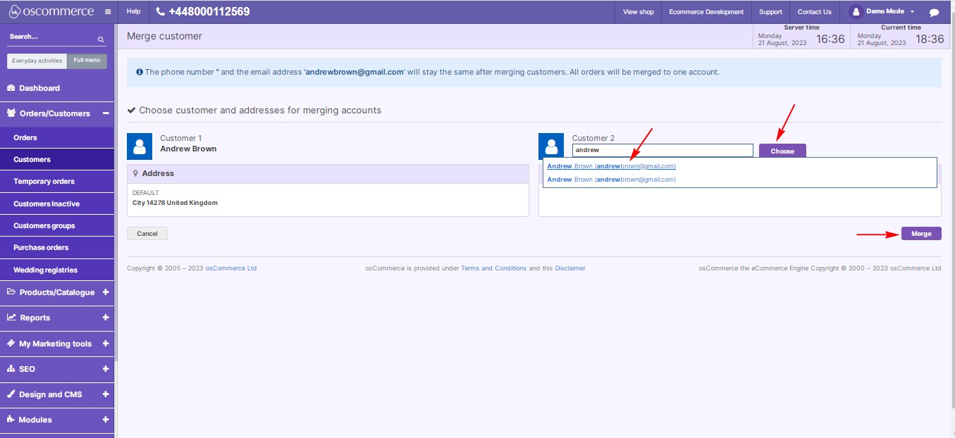 Leading e-commerce and ERP agency UK - Managing Merge Customers Module