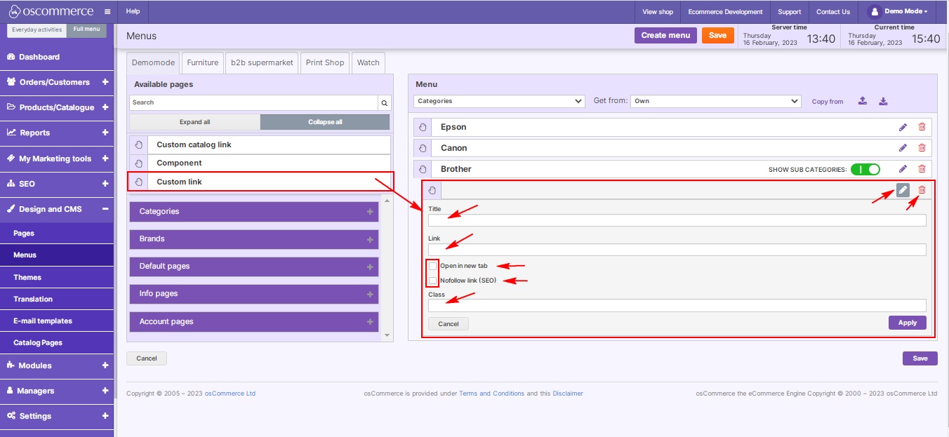 Leading e-commerce and ERP agency UK - Managing Menus